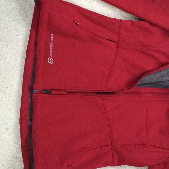 Free Country | Jackets & Coats | Red Soft Shell Jacket With Gray Fuzzy ...